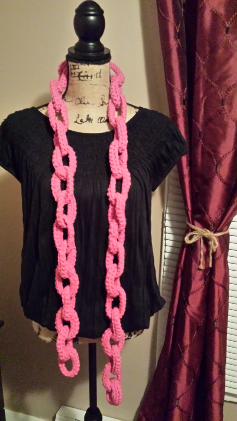 Crochet Chain Link Scarf | Crochet All Season Novelty Chain Scarf | Fun ...
