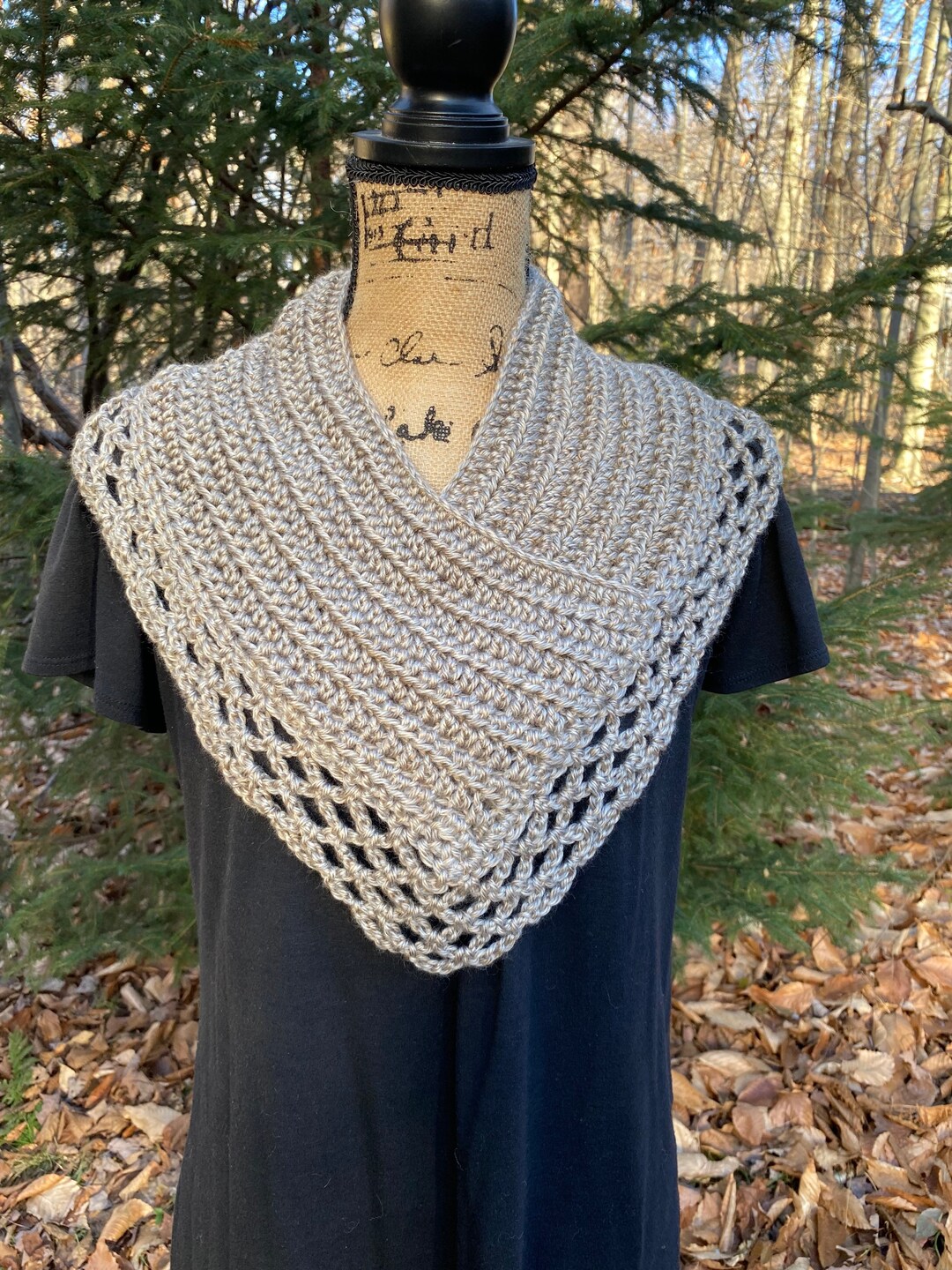 Handmade Crochet Cowl: Women's Griege Neck Warmer With Decorative ...