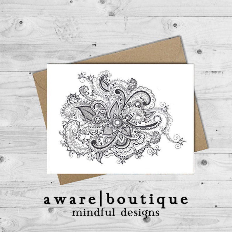 Henna Mandala Hand-drawn Note Card Any Occasion Birthday - Etsy