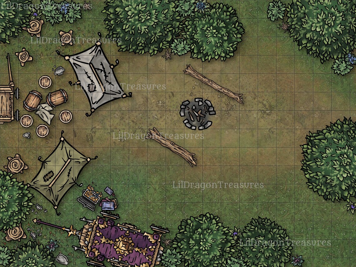 Bandit Camp Battle Map DnD Pathfinder TTRPG Digital | Etsy