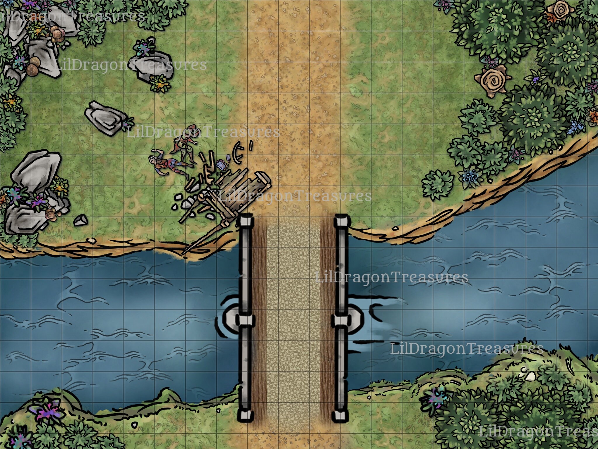 Bridge Attack Battle Map DnD Pathfinder TTRPG Digital | Etsy