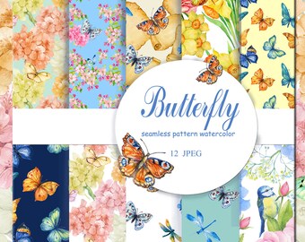Butterfly Scrapbook Paper Floral Designer Paper Seamless | Etsy