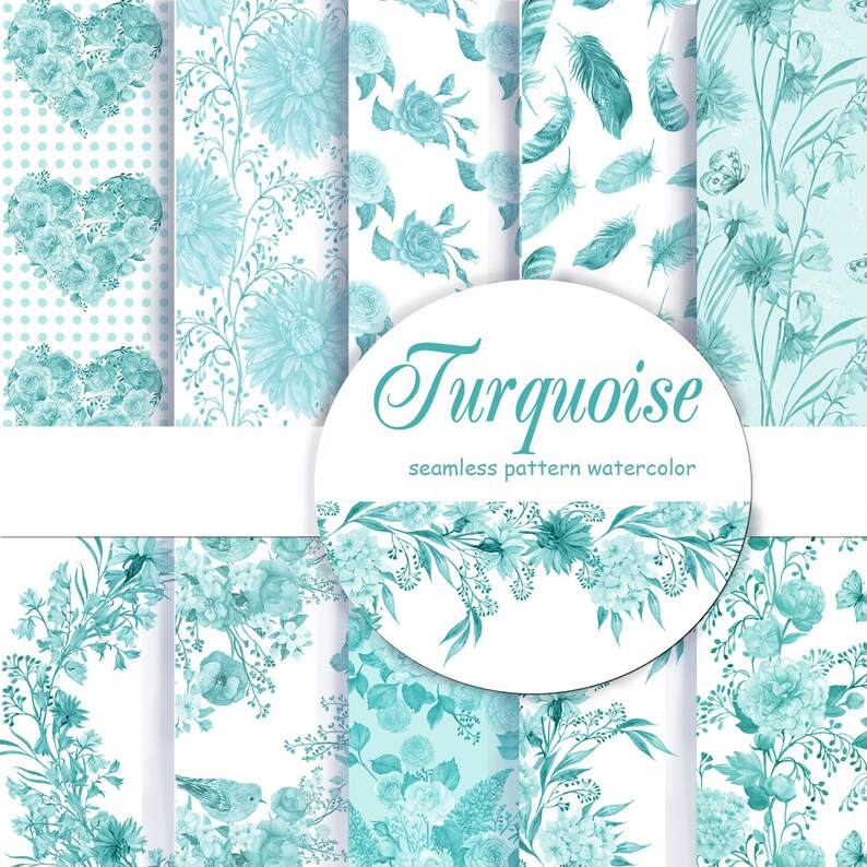 Set of a turquoise color paper scrapbooking paper flower | Etsy