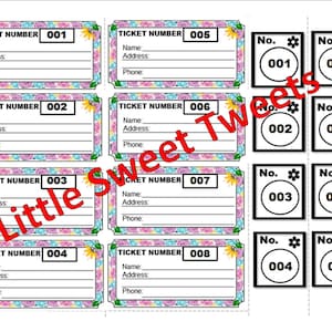 Raffle Ticket Template, 8 Floral Raffle Tickets per Page, Flower Raffle ...