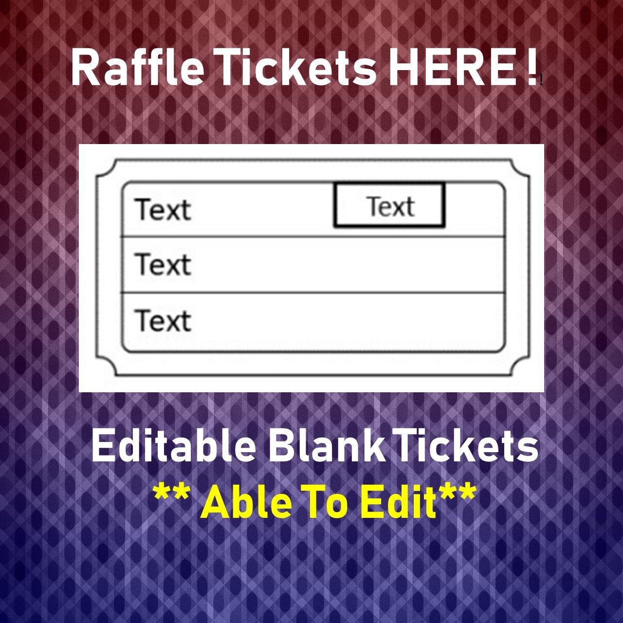 Raffle Ticket Template,editable, 8 Blank Raffle Tickets per Page, Party ...