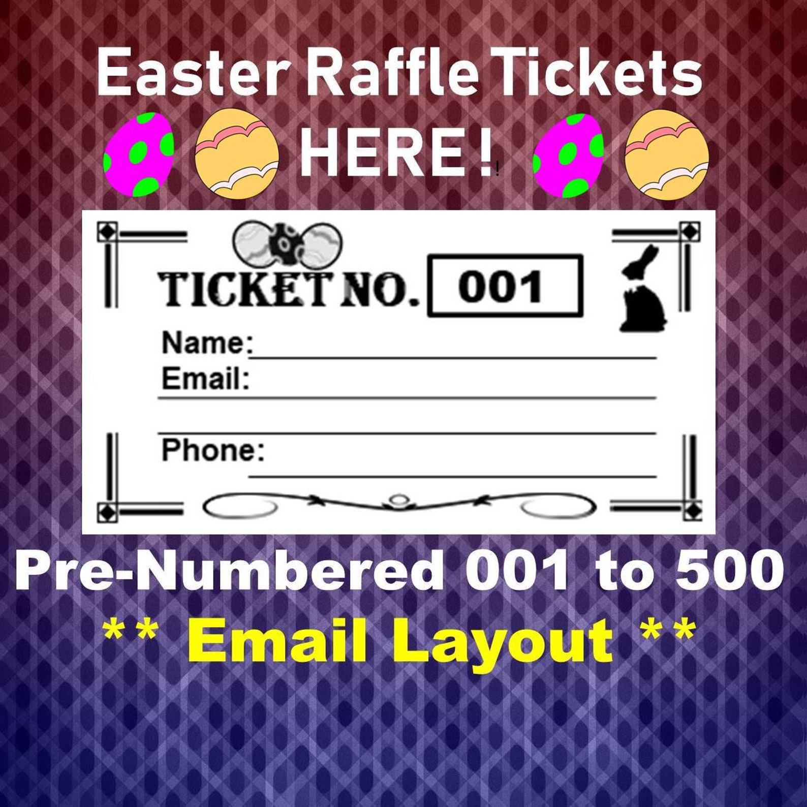 Raffle Ticket Template, 8 Blank Raffle Tickets per Page, Easter Raffle ...