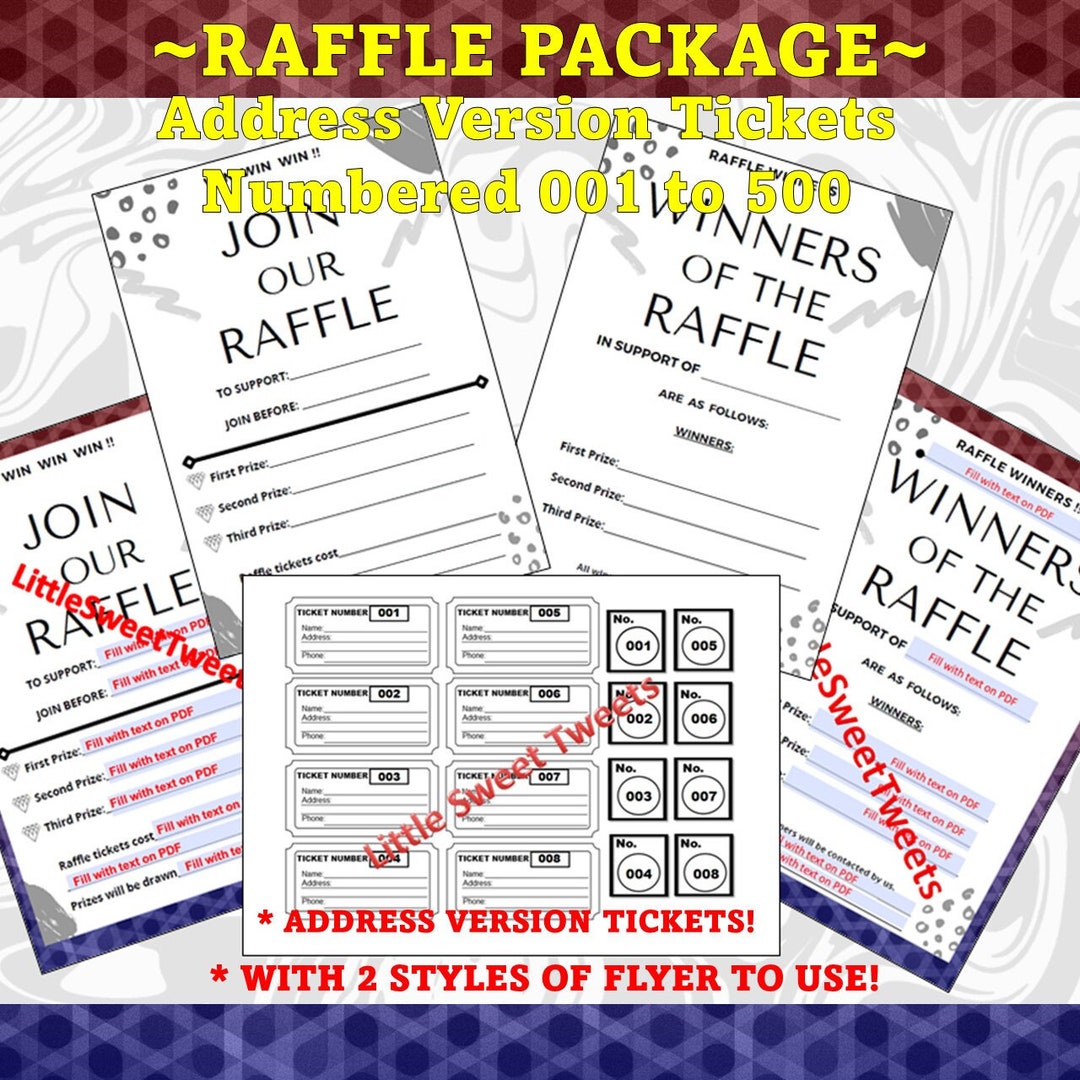 Raffle Ticket Package | 8 Blank Raffle Tickets per Page & Flyers ...