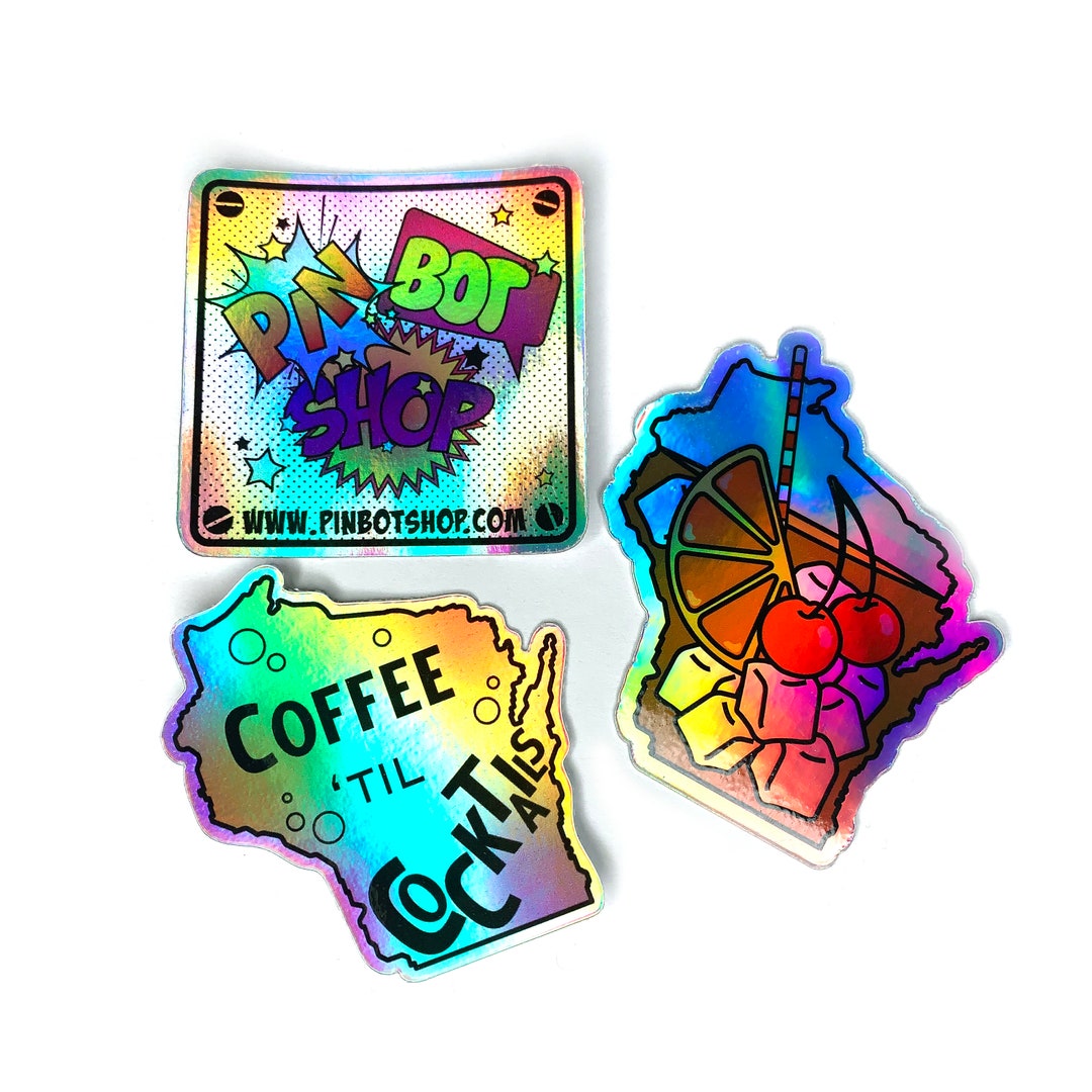 Holographic 'set of 3' Stickers - Etsy