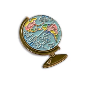 Vintage Globe Enamel Pin - Earth Lapel Pin - Rainbow Hat Pin ...
