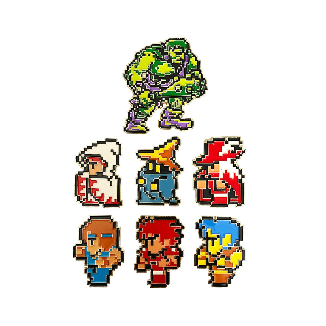 Retro 80s Final Fantasy 1 NES Inspired 8-bit Enamel Pin Set Set of 7 ...