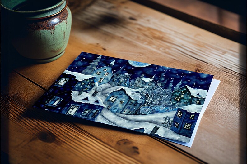 Cozy Winter Scene Card | Digital Download | Digital Printable Greeting ...