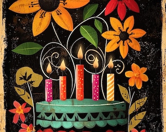 Charming Unique Whimsical Happy Birthday Card | Instant Digital ...