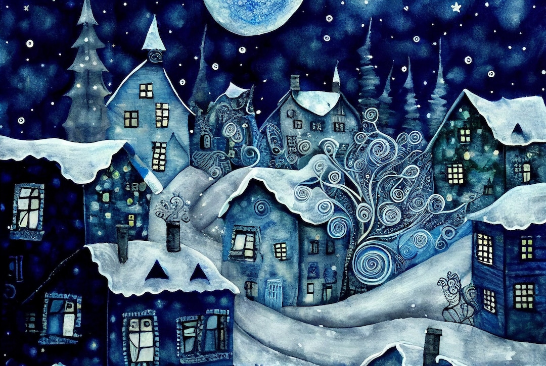 Cozy Winter Scene Card | Digital Download | Digital Printable Greeting ...