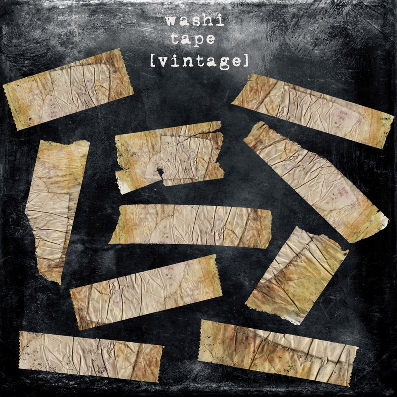 10 Washi Tape Clip Art | Vintage Crumpled Paper | Grunge Texture Tape ...