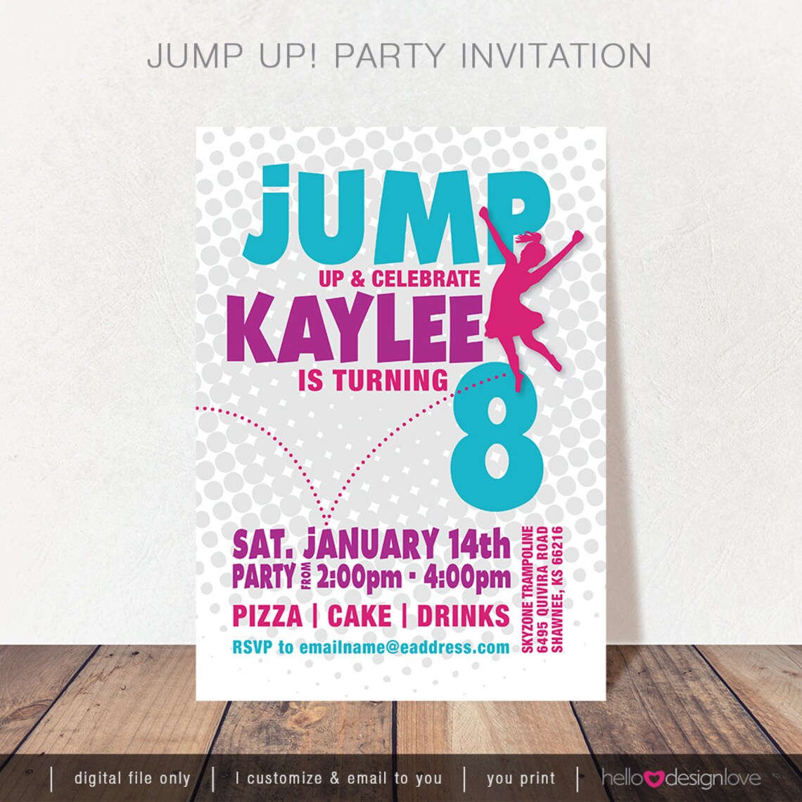 Jump Up! Printable Party Invitation, Jumping Party, Trampoline Party ...
