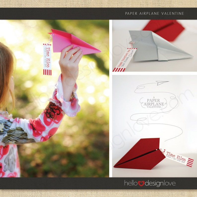 Time Flies When I Am With You / Paper Airplane Valentine / Printable ...