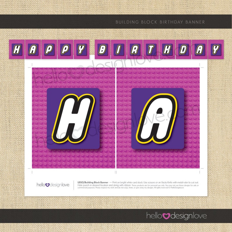 Friends Building Block Banner / Building Brick Happy Birthday Party ...
