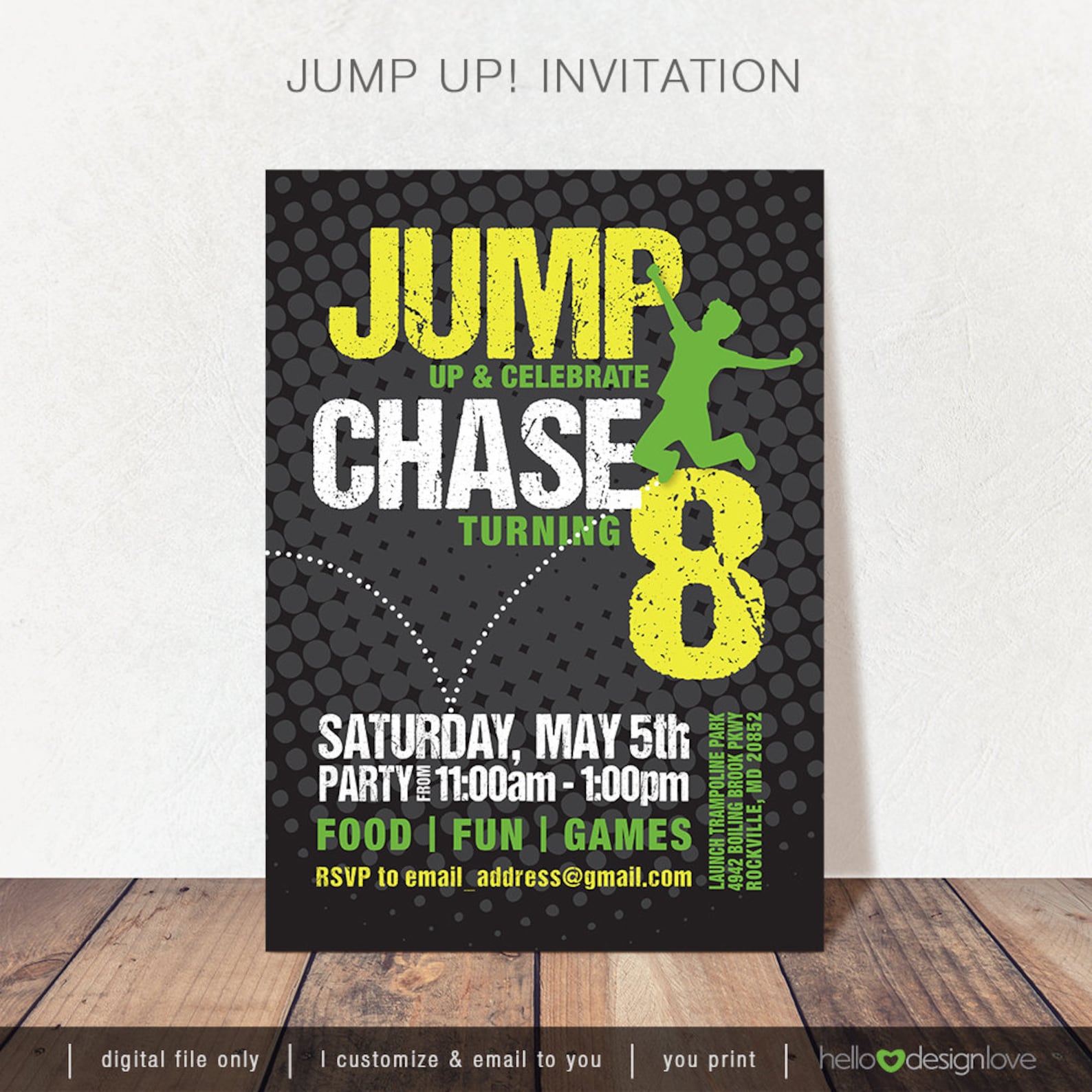 Jump Printable Party Invitation, Jumping Party, Trampoline Party ...