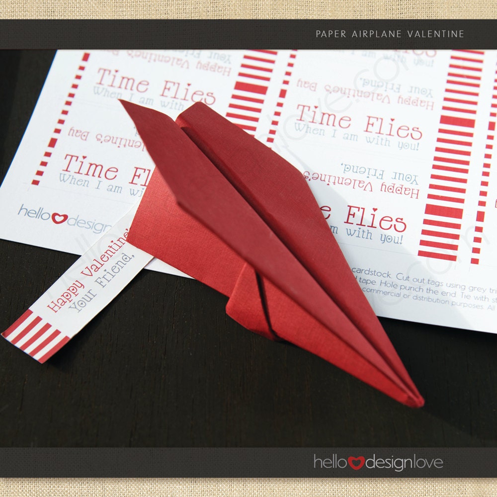 Time Flies When I Am With You / Paper Airplane Valentine / Printable ...