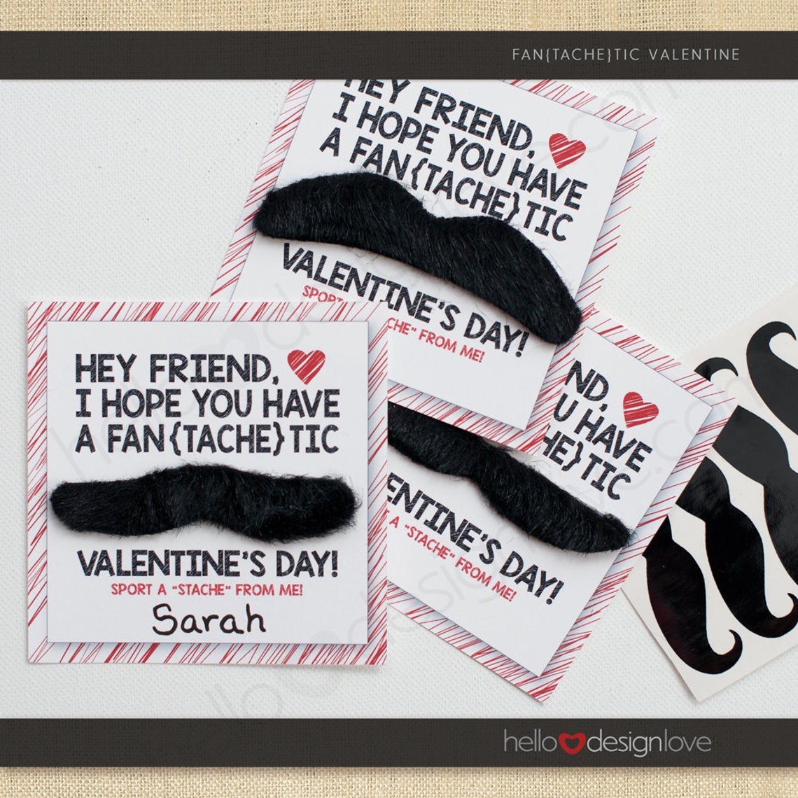 Mustache Fun Valentine Card, Friend Valentine, No Candy Classroom ...