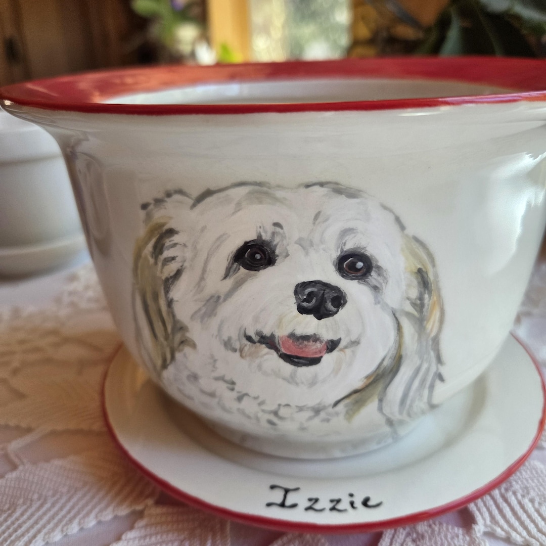 Custom Pet Portrait Flower Pot: Large Ceramic Planter, Personalized ...