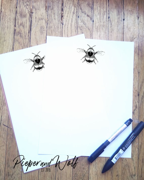 Bee Motif Stationery Paper Stationary Bumble Bee Honey Bee | Etsy