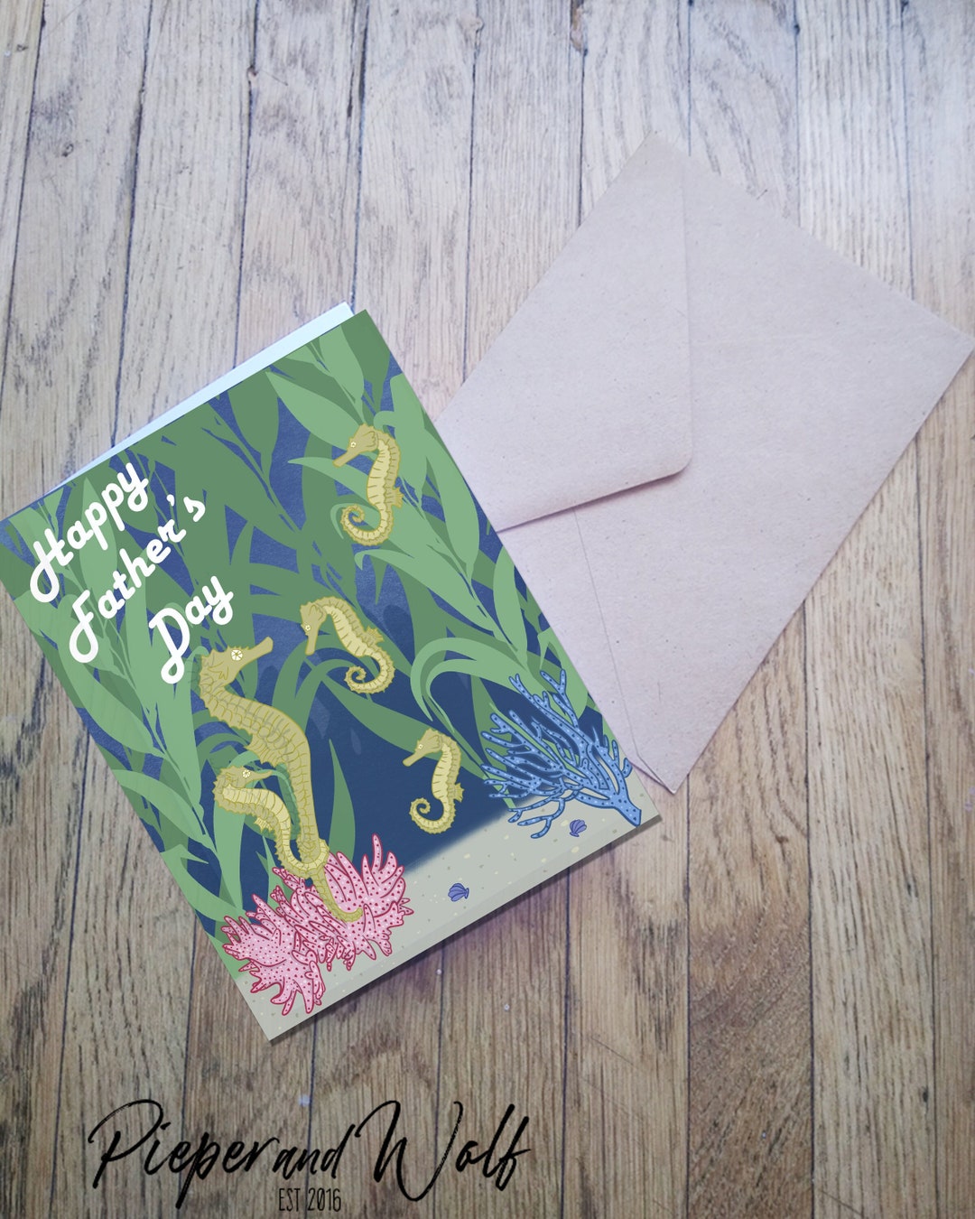 Father's Day Card Seahorse Funny Sweet Pretty Beautiful Illustration ...