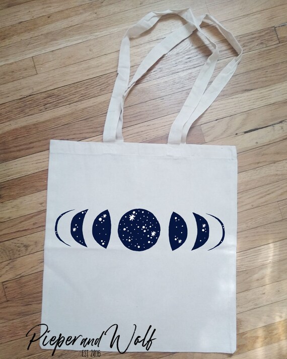 Moon Phases Canvas Book Bag | Etsy