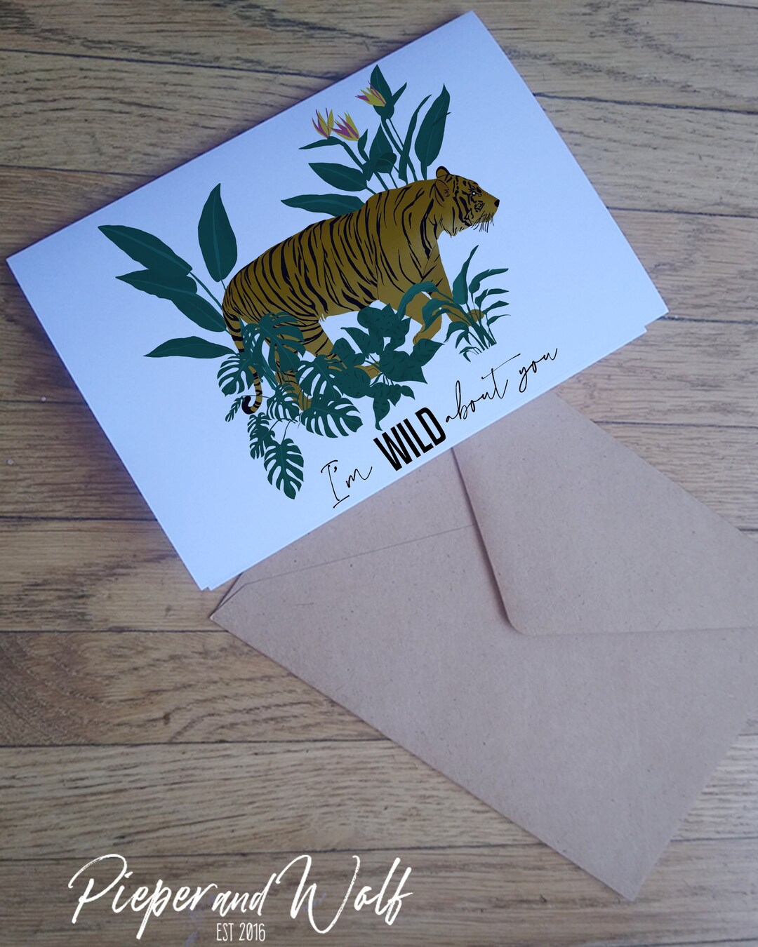 I'm Wild About You Tiger Illustration Valentines Day Card - Etsy