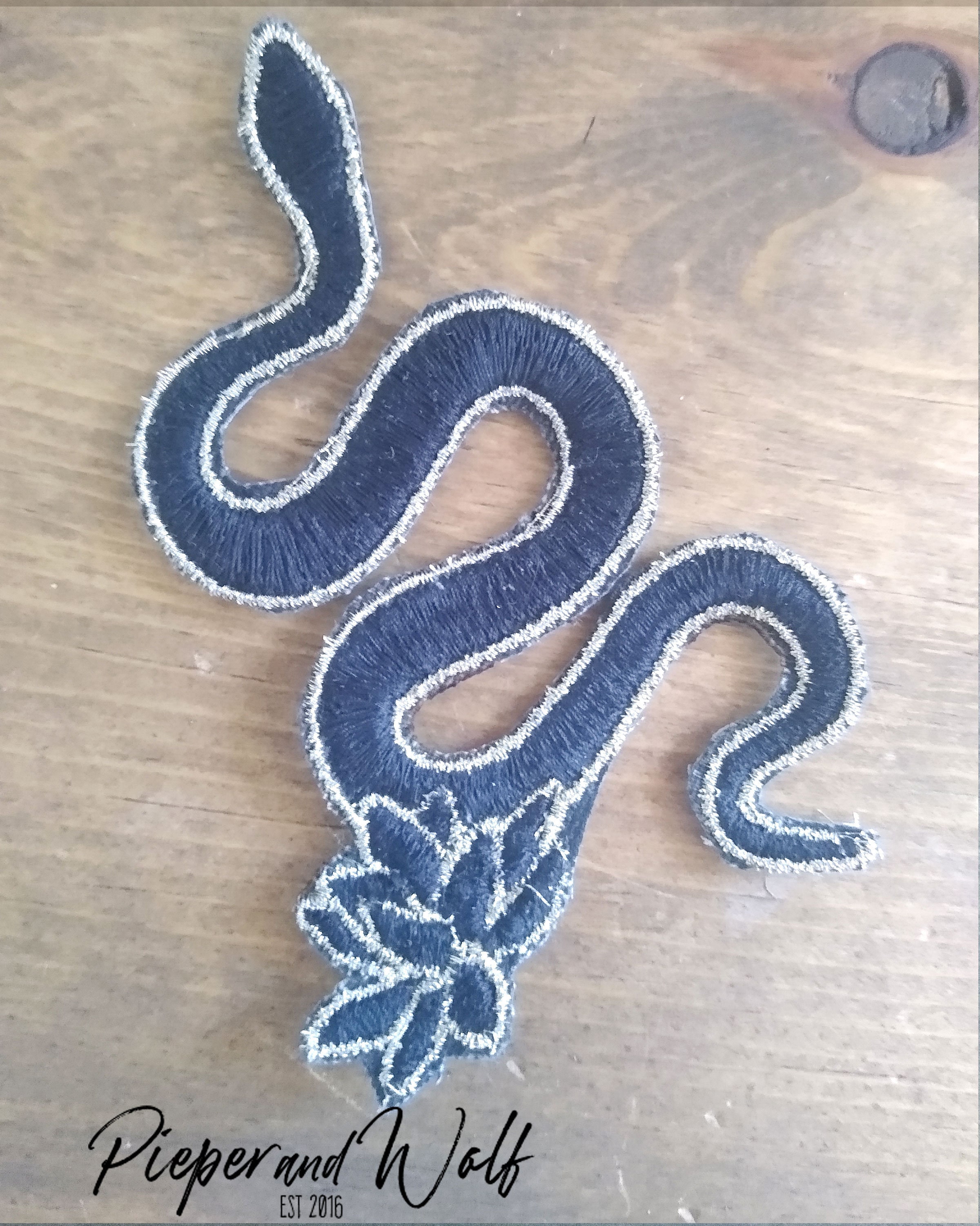 Embroidered Snake Patch Black and Gold Iron On Patch Flowers | Etsy