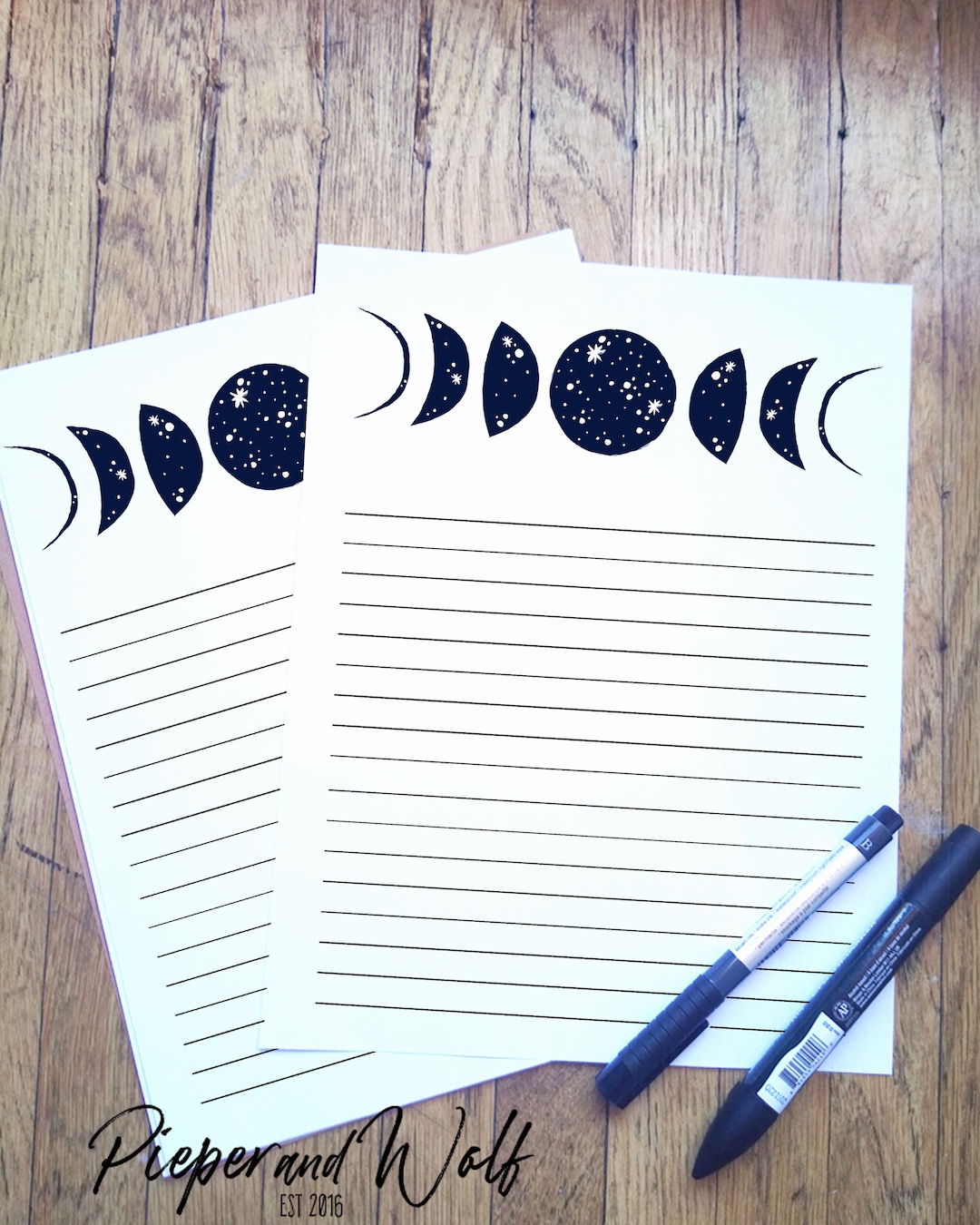Celestial Moon Phases Stationary Stationery Set Letter Writing Paper ...