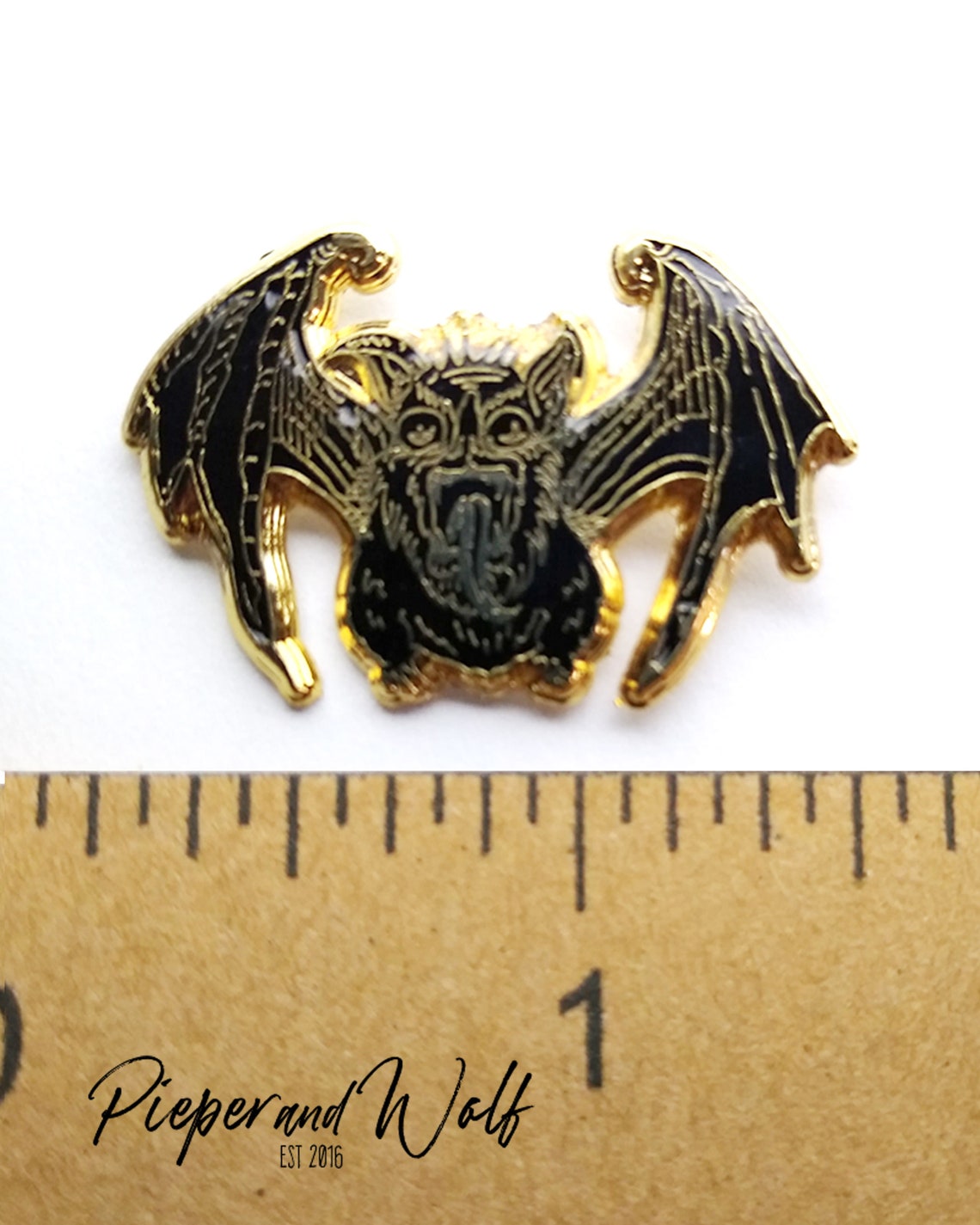 Bat Enamel Pin Vampire Bat Black and Gold Pin Horror Hard - Etsy