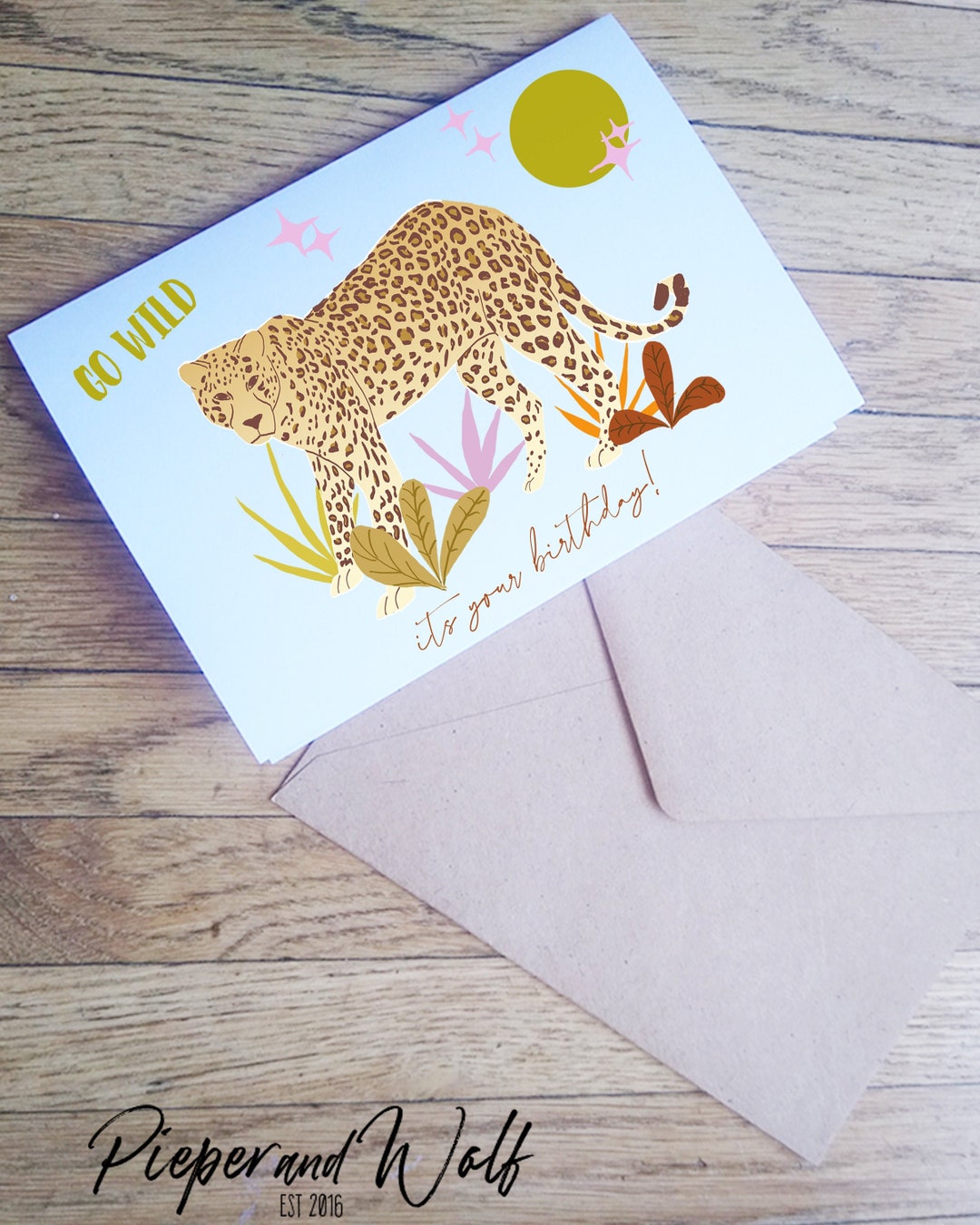 Cheetah Birthday Card Jungle Birthday Theme Leopard, Wild One, Tiger ...