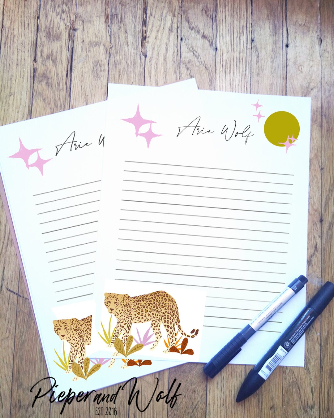 Cheetah Stationery Paper Stationary Set Leopard, Jungle, Cheetah, Tiger ...
