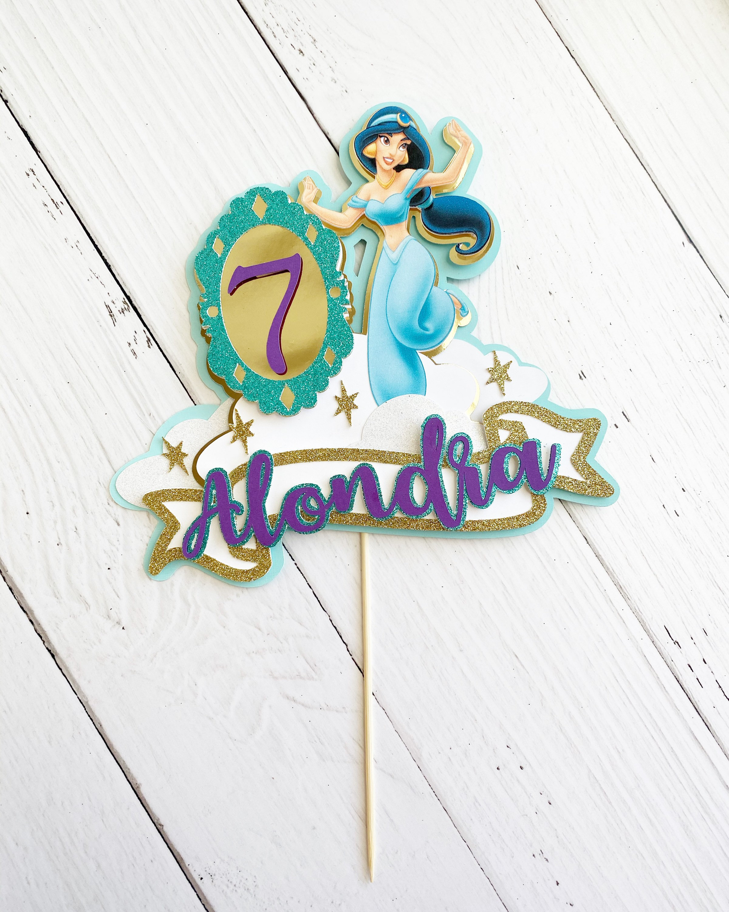 Princess Jasmine, Disney Princess, Jasmine Cake Topper, Disney Birthday ...
