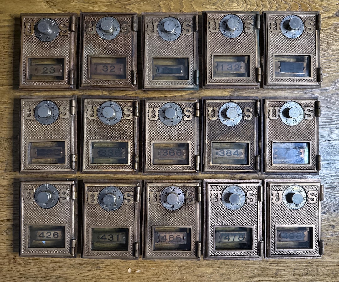 Early Bronze US Combination Post Office P.O. Door Mail Box Postal ...