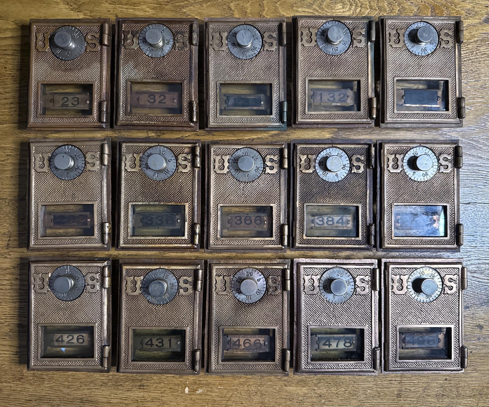 Early Bronze US Combination Post Office P.O. Door Mail Box Postal ...