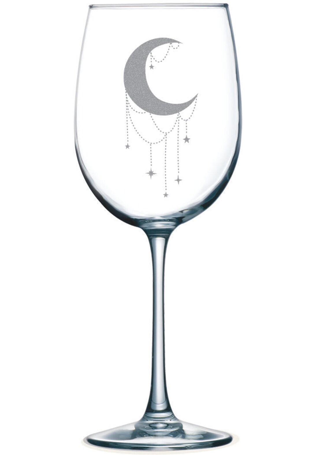 Crescent Moon With Crystals - Wine Glass - Etsy