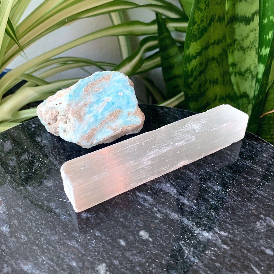 Blue Aragonite & Selenite Crystal Bundle / Blue Aragonite Stone ...