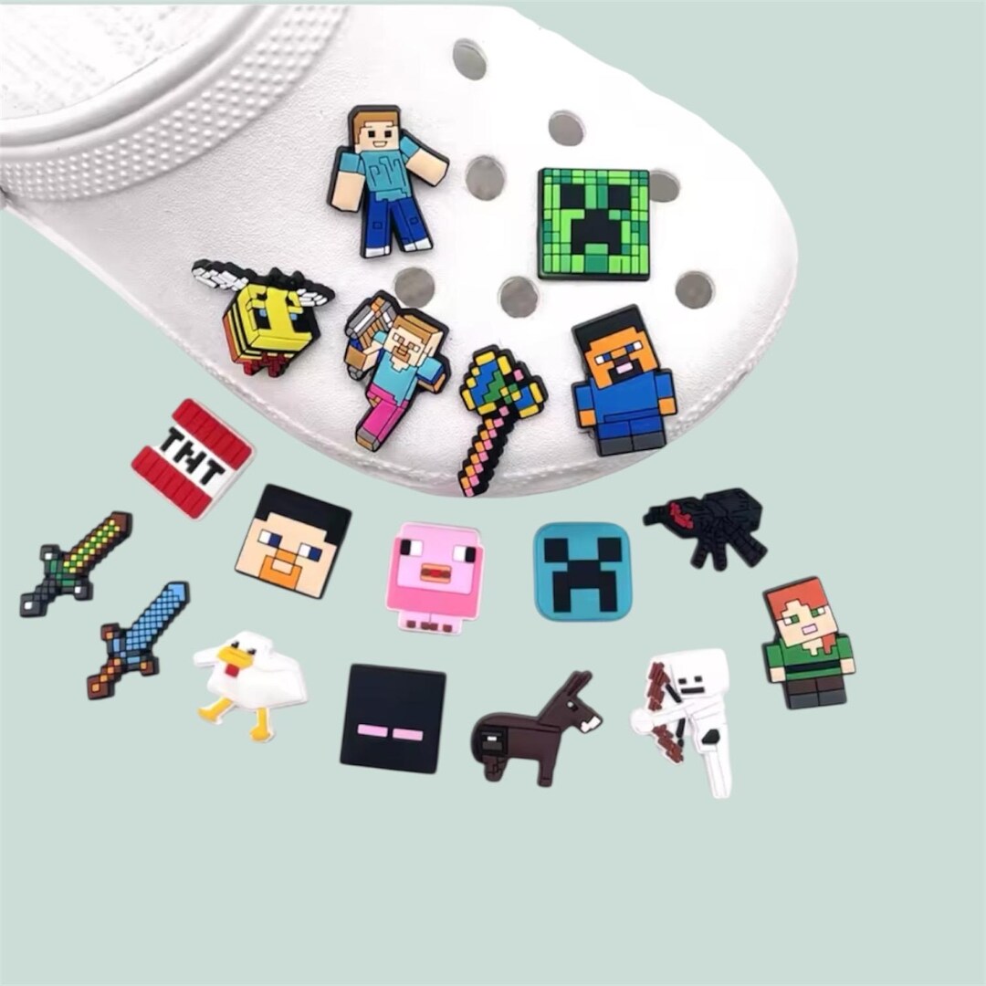 Minecraft Croc Shoe Charms - Pixel Art Block Accessories for Kids ...