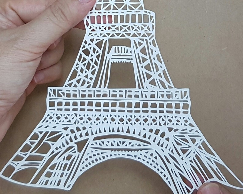Eiffel Tower paper cutting digital template art for home decor | Etsy