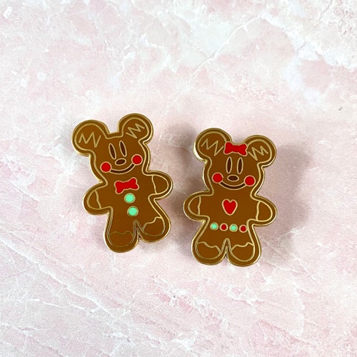 Mickey and Minnie Inspired Disney Gingerbread Cookie Pin Set - Etsy