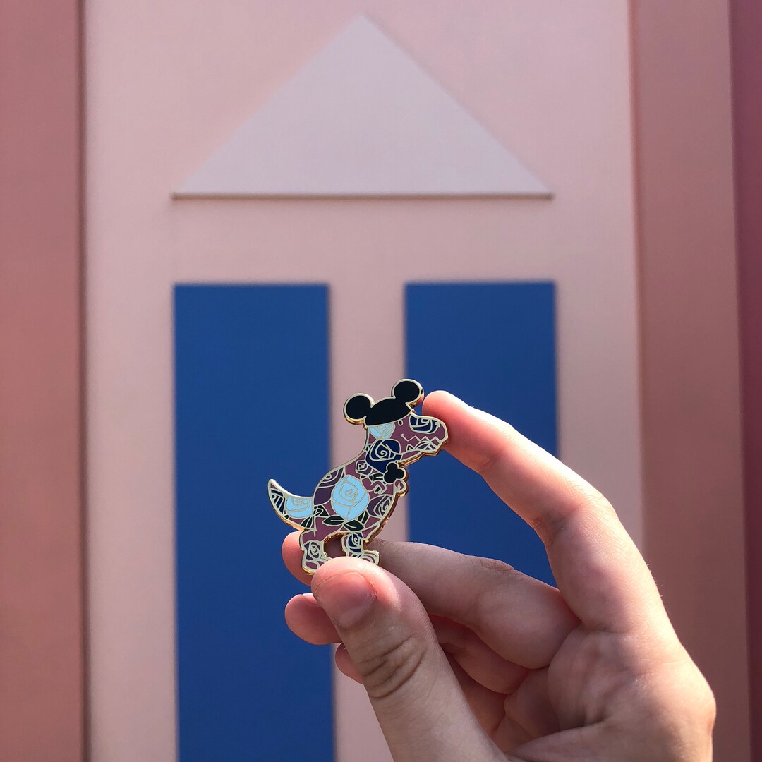 Hard Enamel Disney Inspired Dino Trex Floral Lapel Pin - Etsy