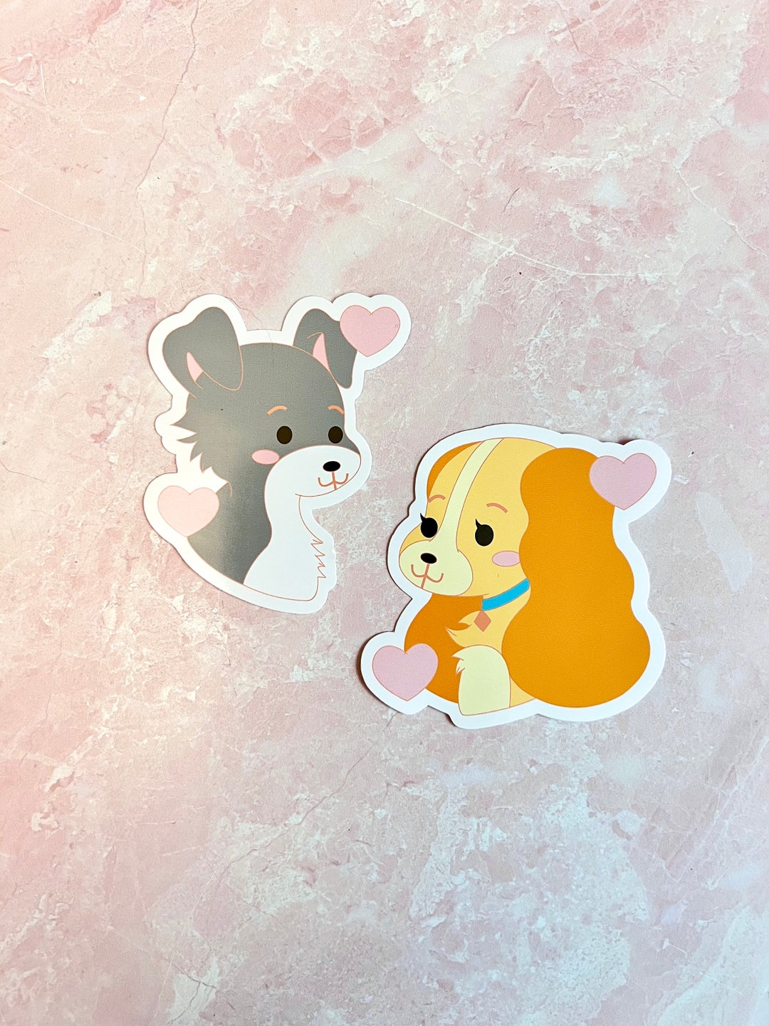 Lady and the Tramp Cute Disney Inspired Vinyl Small Sticker Set Design ...