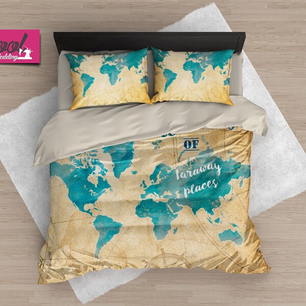 Travel Map Comforter - Etsy