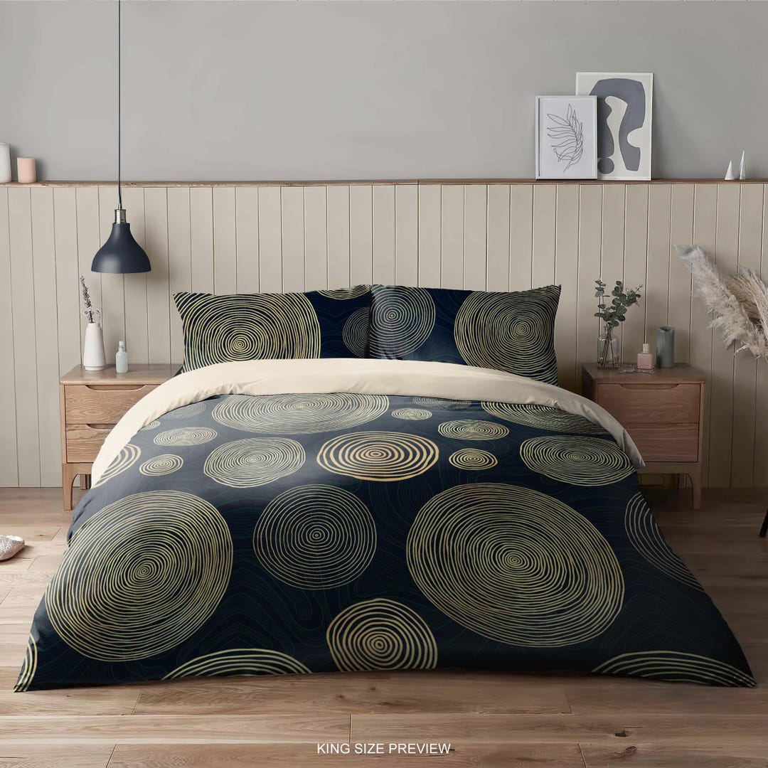 Concentric Circles Duvet Cover Set: Urban Twilight Microfiber Cotton ...