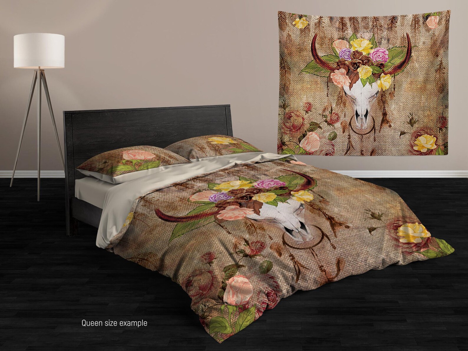 Bull Skull Bedding Bohemian Totem Duvet Cover Set | Etsy