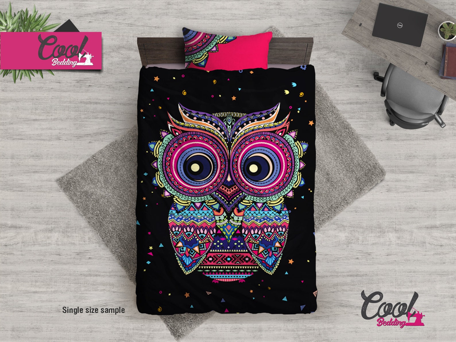 Cute Owl Bedding Set Bohemian Duvet Cover Set Boho Owl - Etsy