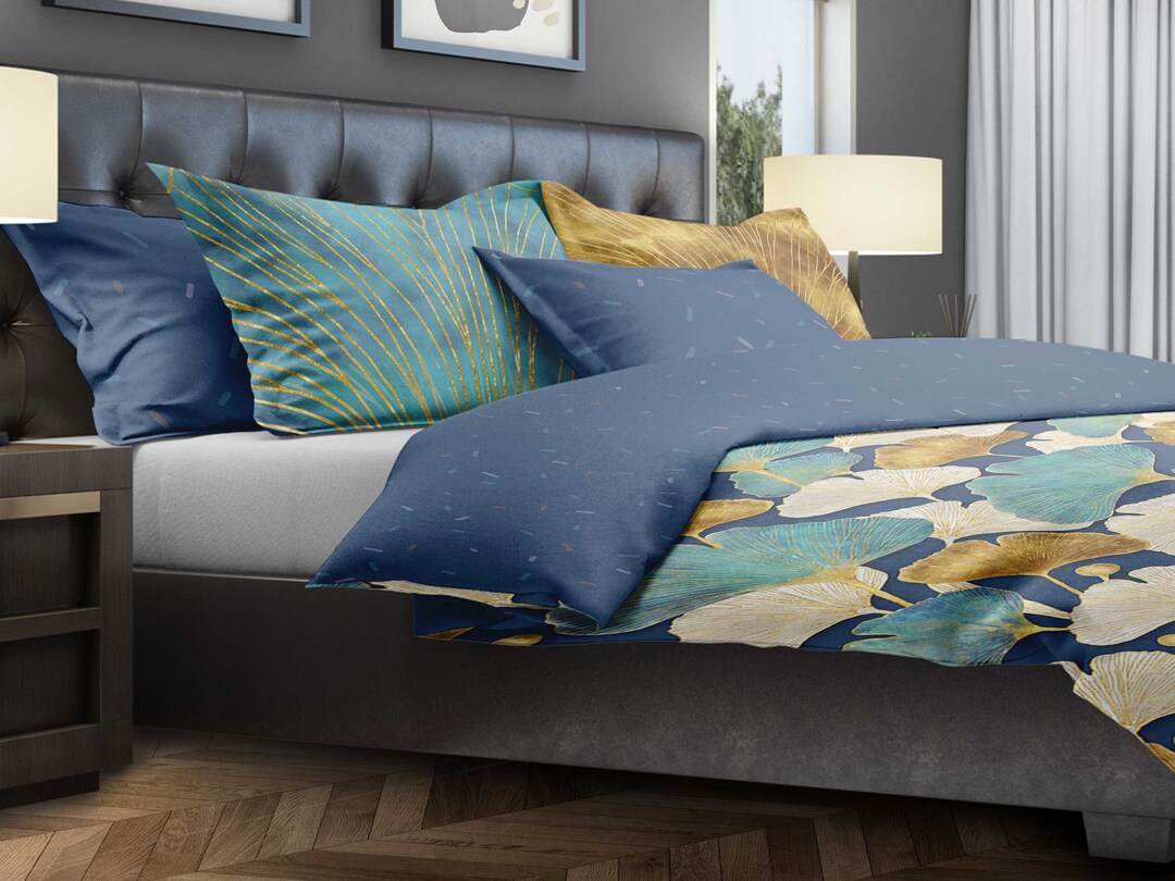 Ginkgo Leaf Bedding Set: Reversible Tropical Duvet Cover, RB02 - Etsy