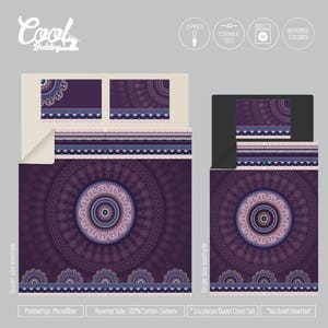 Purple Mandala Duvet Cover – Boho Chic Bedding Set – Hippie Bed Sheets ...